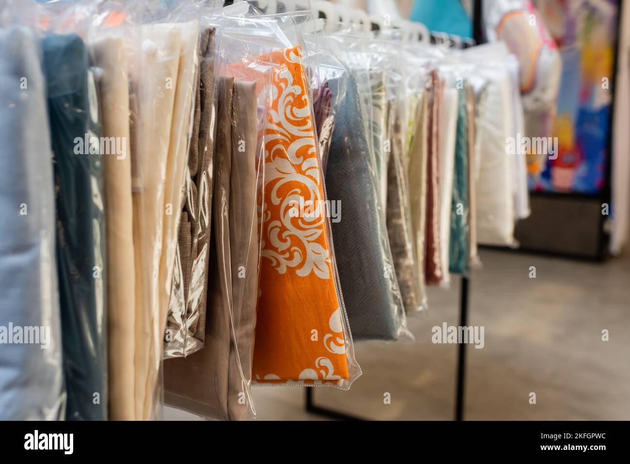 assortment of different fabric material in polyethylene Stock Photo - Alamy