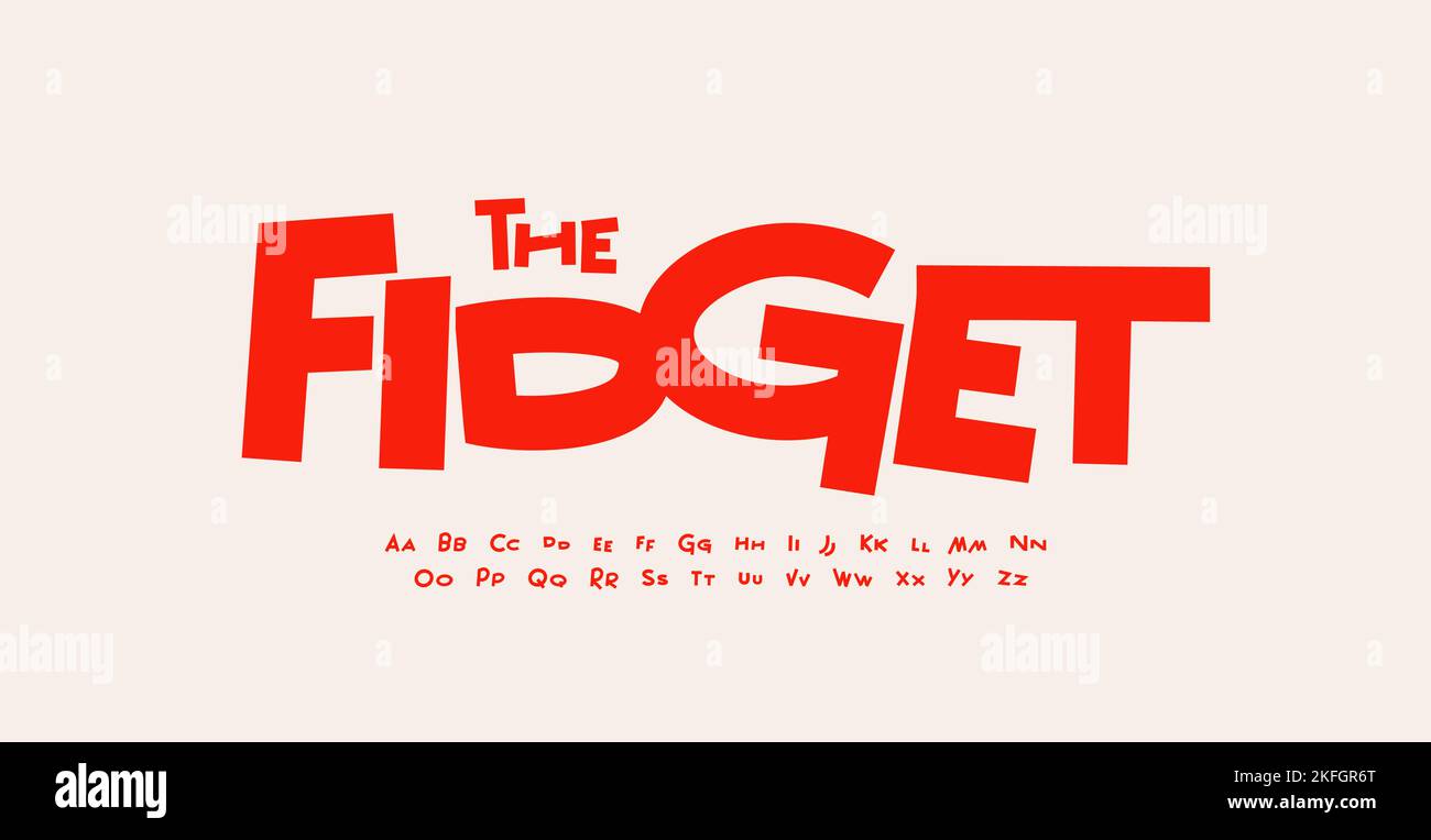 Fidgety jumpy font. Joyful groovy lowercase and uppercase typeset ...