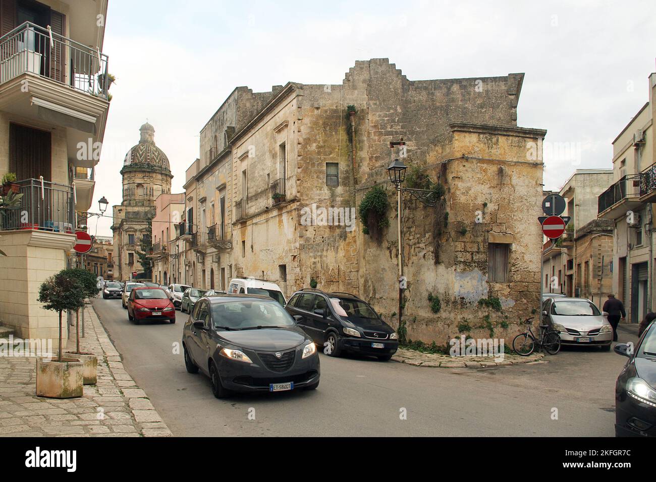 Francavilla Fontana, Italy. One-way street in the historical center ...