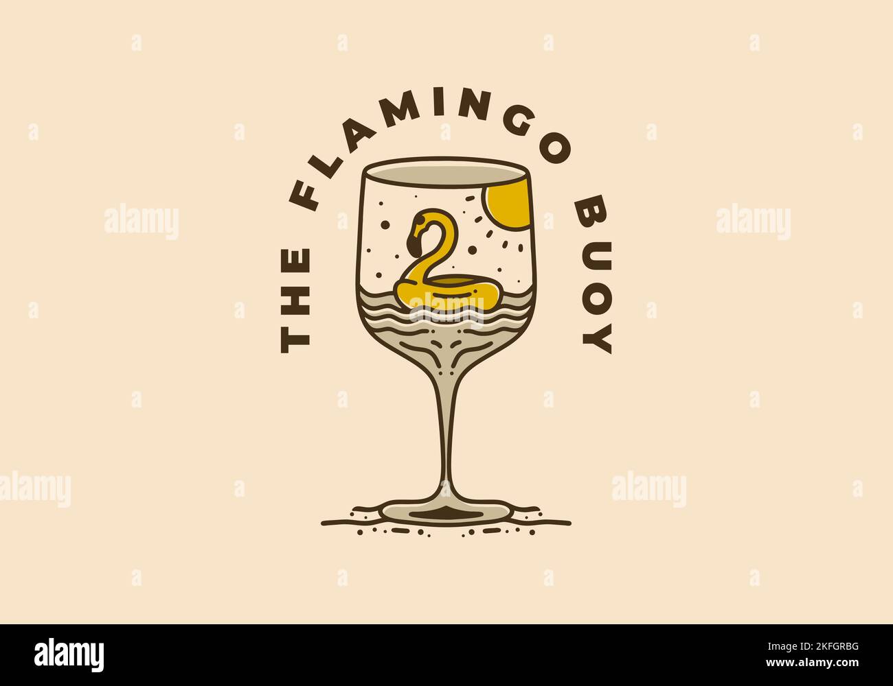 Vintage art illustration design of flamingos buoy in a glass Stock ...