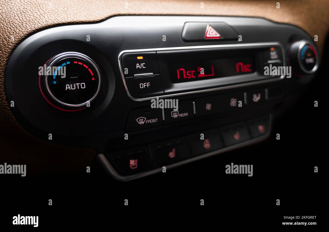 Air conditioning button inside a car. Climate control AC unit in the ...