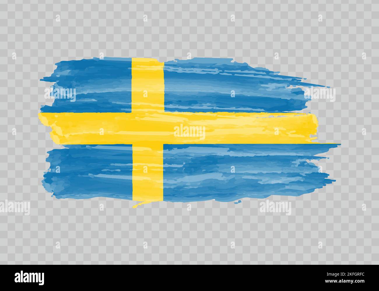 Watercolor painting flag of Sweden. Hand drawing brush stroke Stock ...
