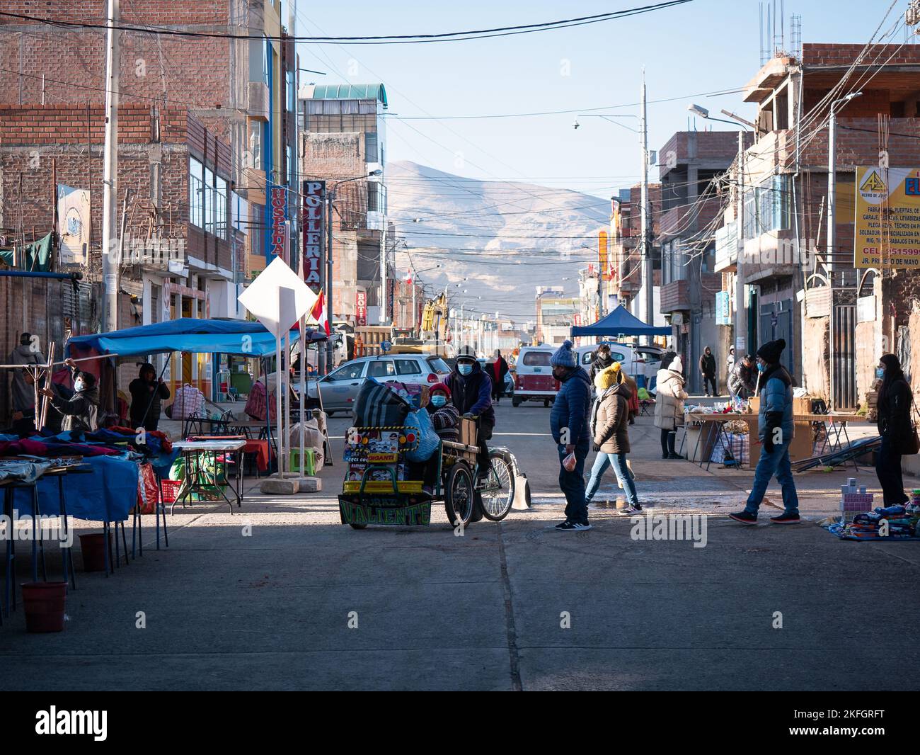 Puno, Peru - July 28 2022: Some People Selling Things on the Street ...
