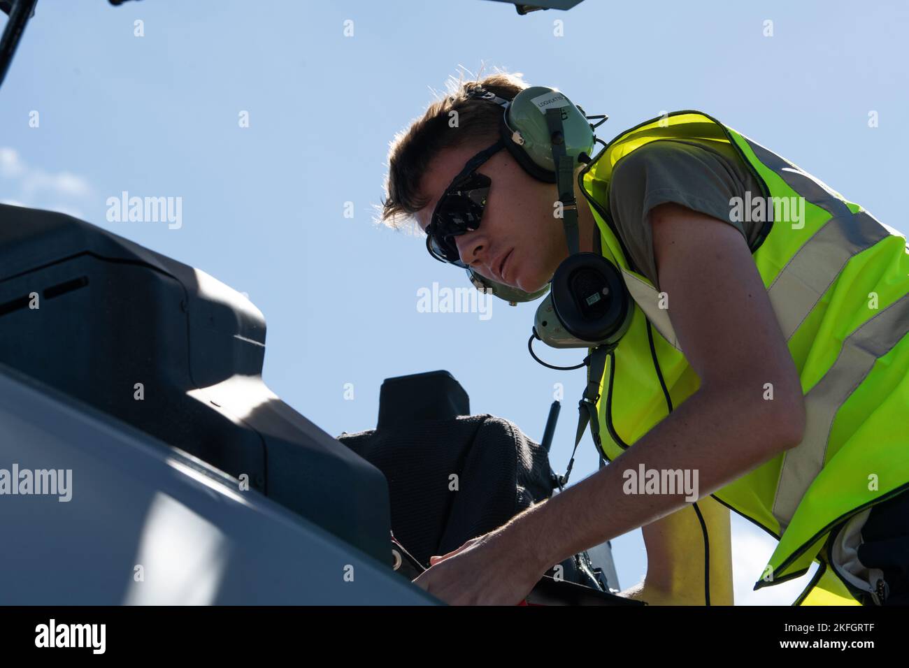 A U.S. Air Force F-35A Lightning II maintainer assigned to the 495th ...