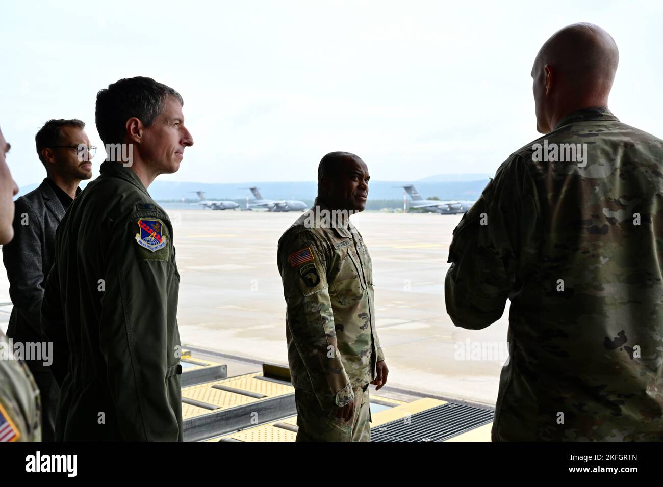 U.S. Air Force Col. Jens Lyndrup (right), 721st Air Mobility Operations ...