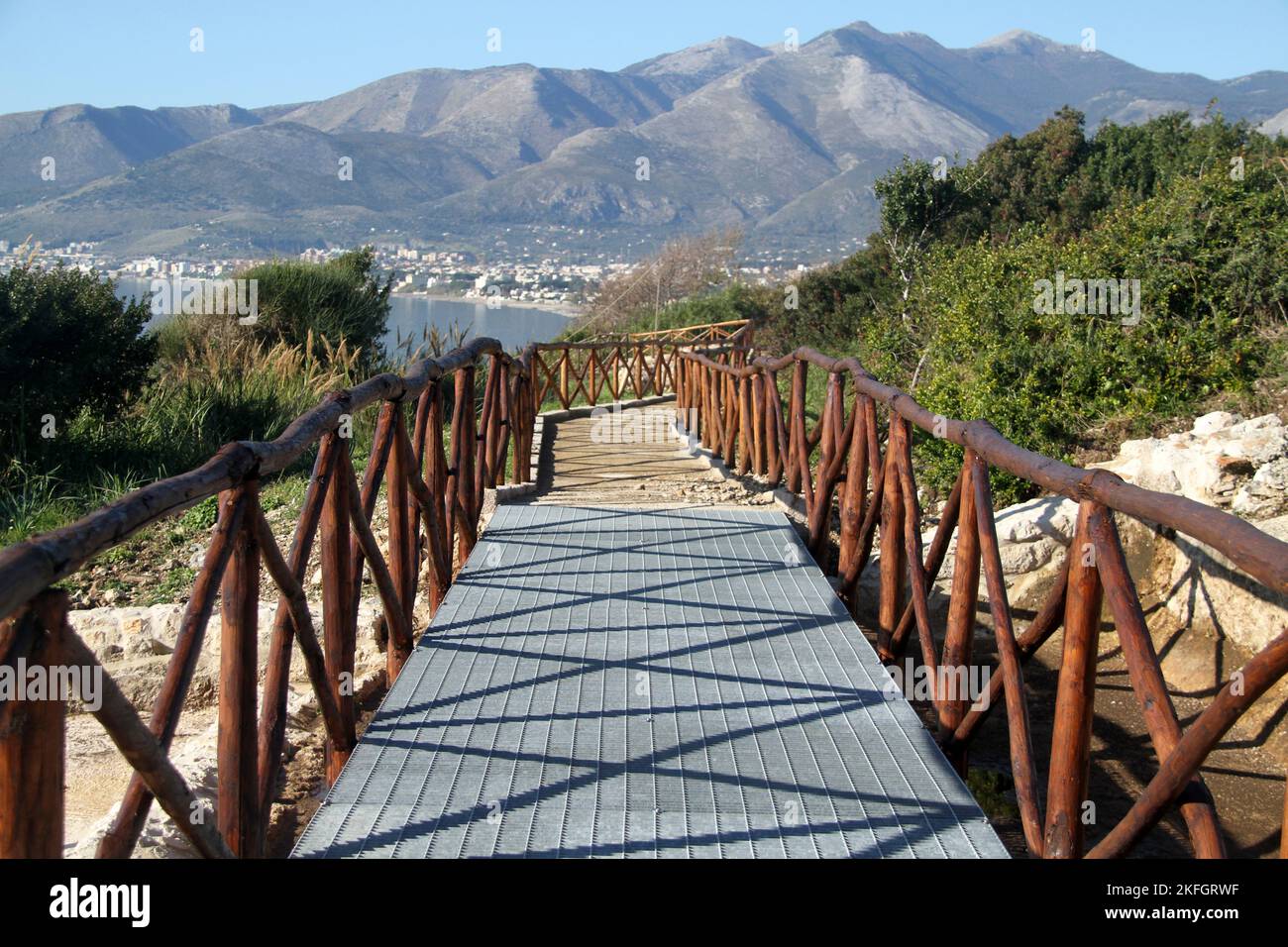 A walking platform along a trail in Parco regionale di Gianola e Monte ...