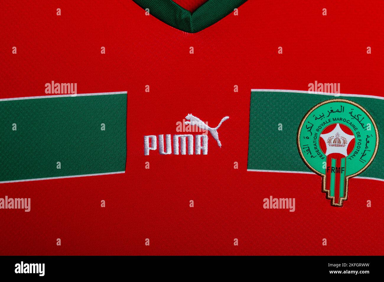 Close up of National Football team crest on home kit. FIFA World Cup ...