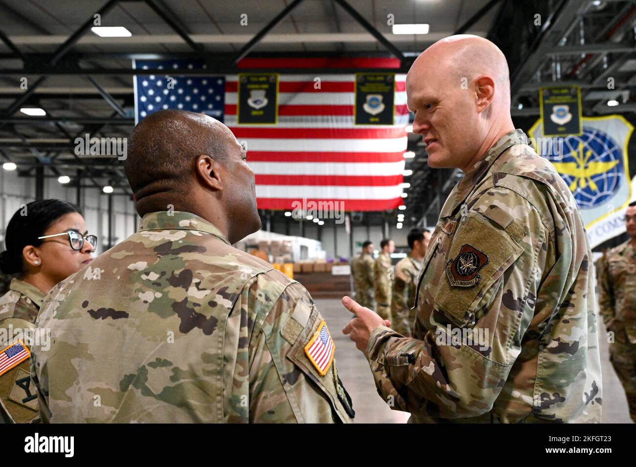 U.S. Air Force Col. Jens Lyndrup (right) 721st Air Mobility Operations ...