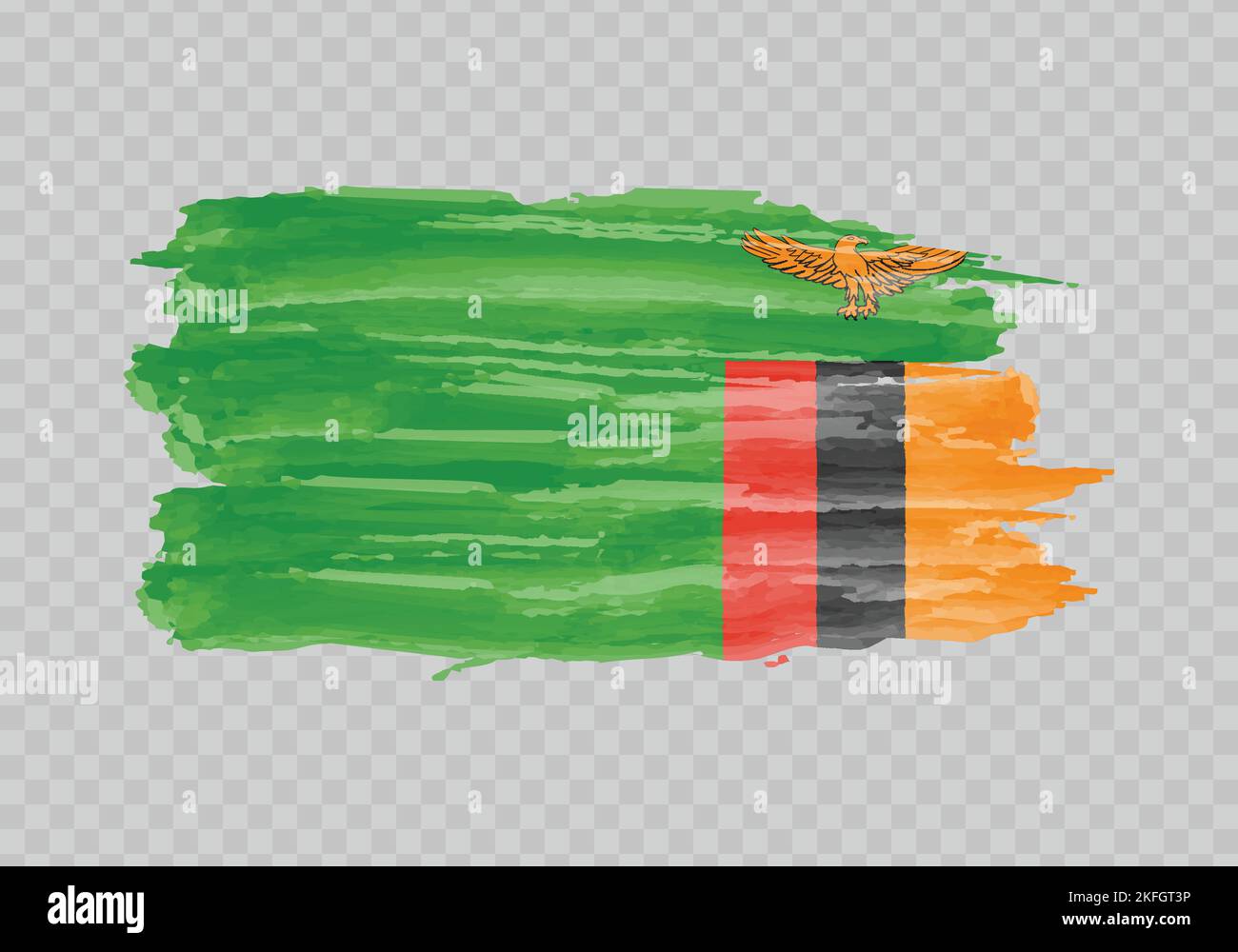 Watercolor painting flag of Zambia. Hand drawing brush stroke Stock ...