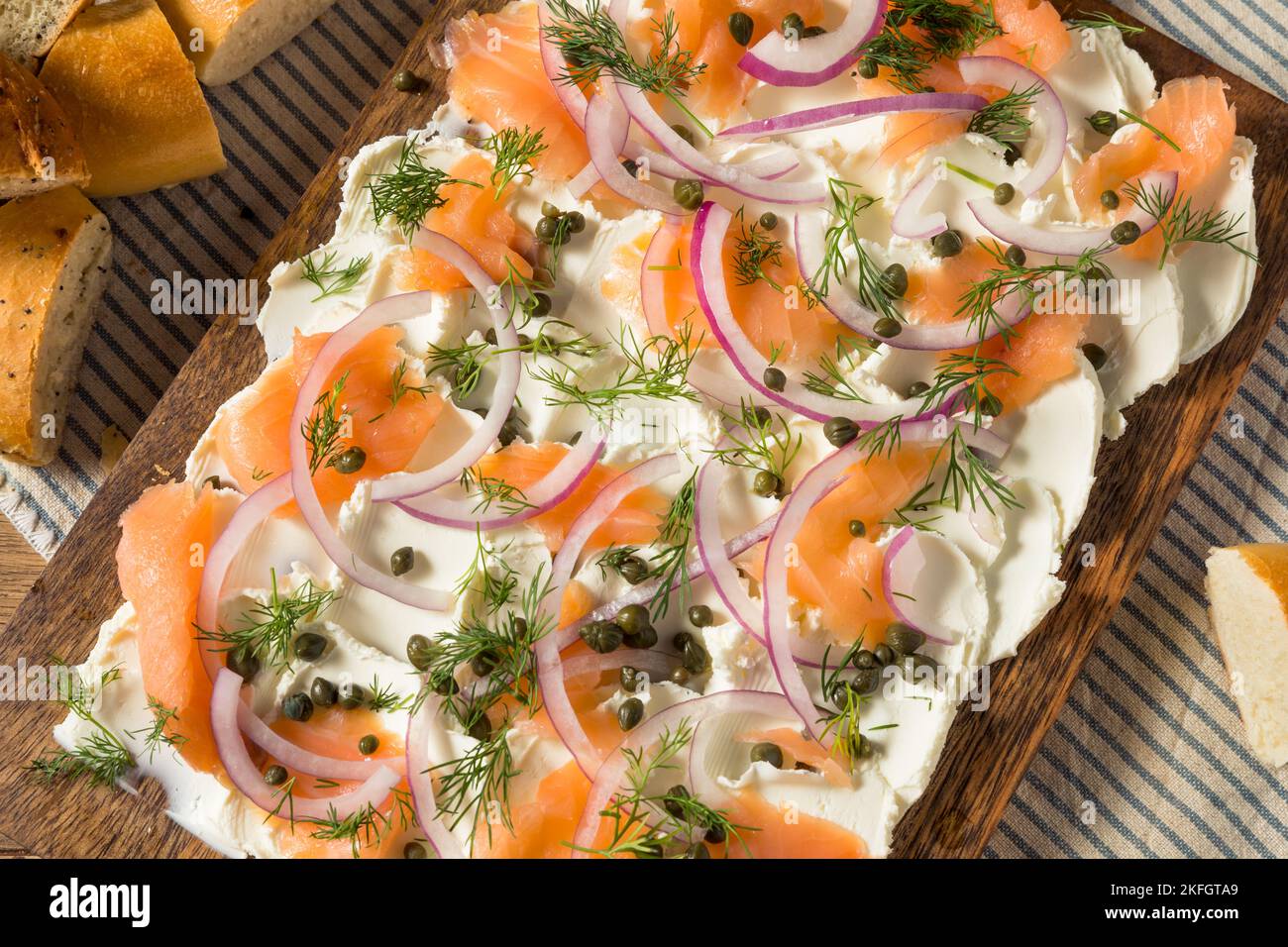 Homemade Cream Cheese Lox Bagel Board for Breakfast with Salmon Stock ...