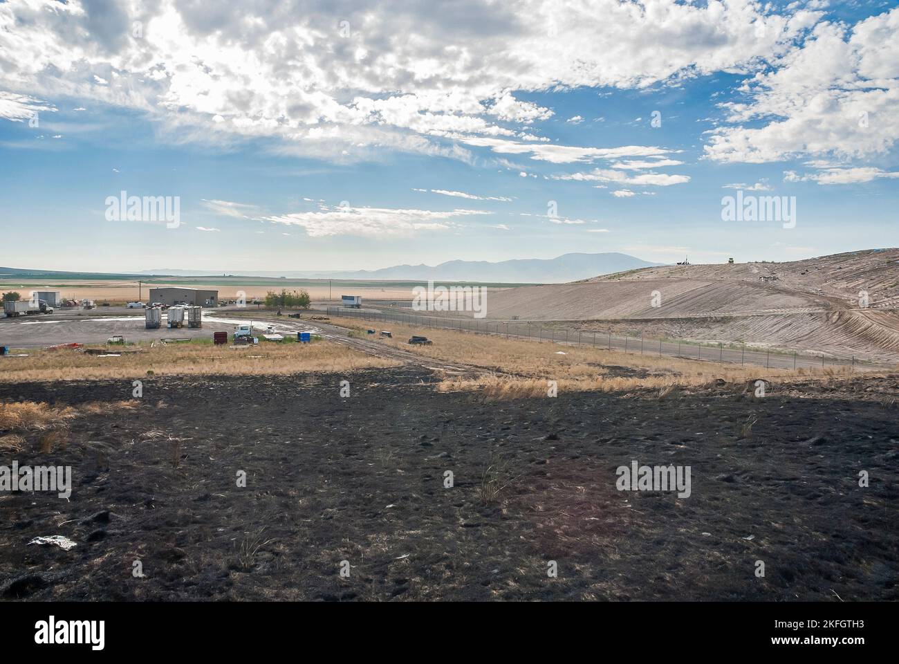 Vast areas of land are used in this active landfill, which shows ...