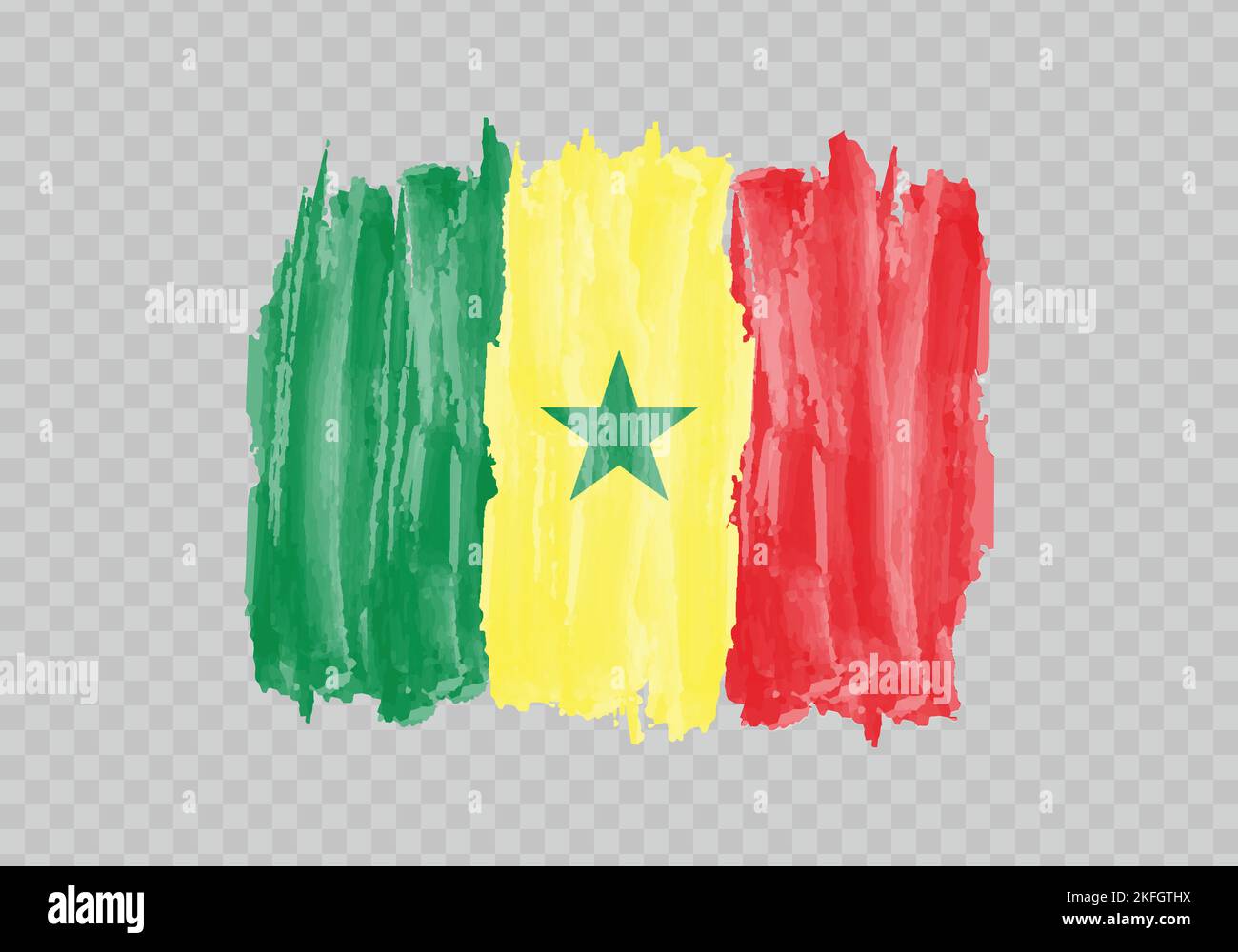 Watercolor painting flag of Senegal. Hand drawing brush stroke Stock ...