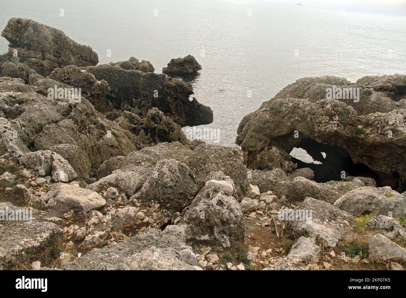 Parco di Gianola e Monte di Scauri, Italy. Eroded rock formations on ...