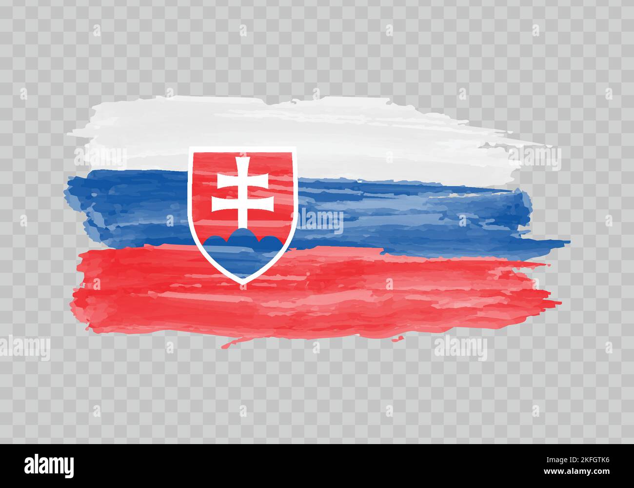 Watercolor painting flag of Slovakia. Hand drawing brush stroke Stock ...