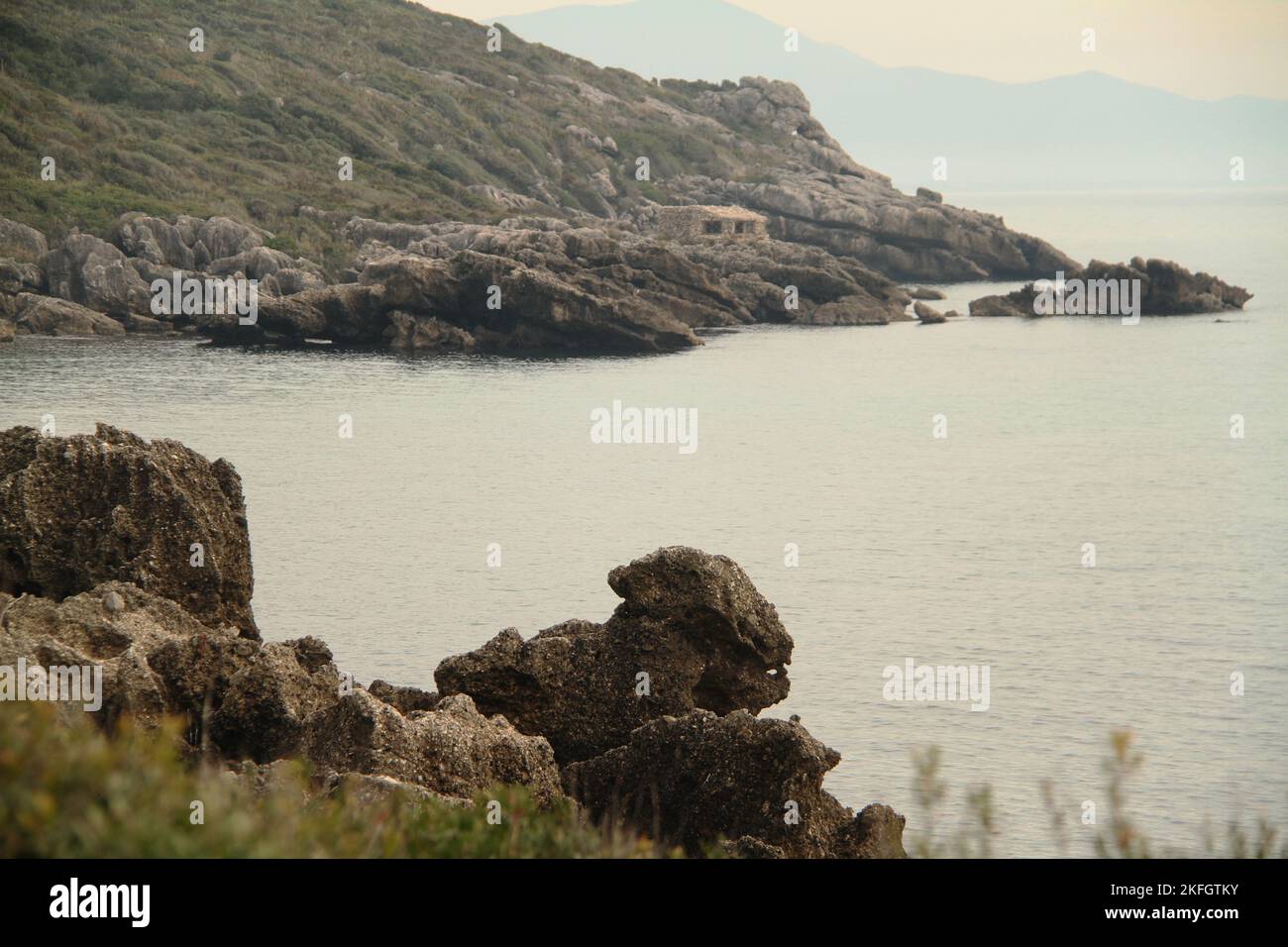 Parco di Gianola e Monte di Scauri, Italy. Rock formations on the coast ...