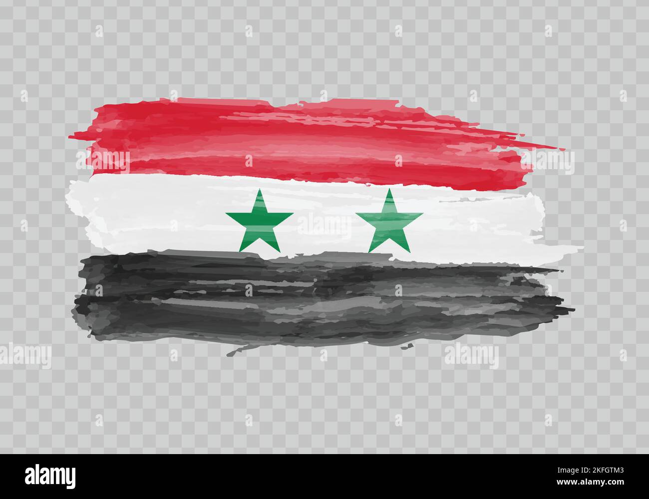 Watercolor painting flag of Syria. Hand drawing brush stroke Stock ...