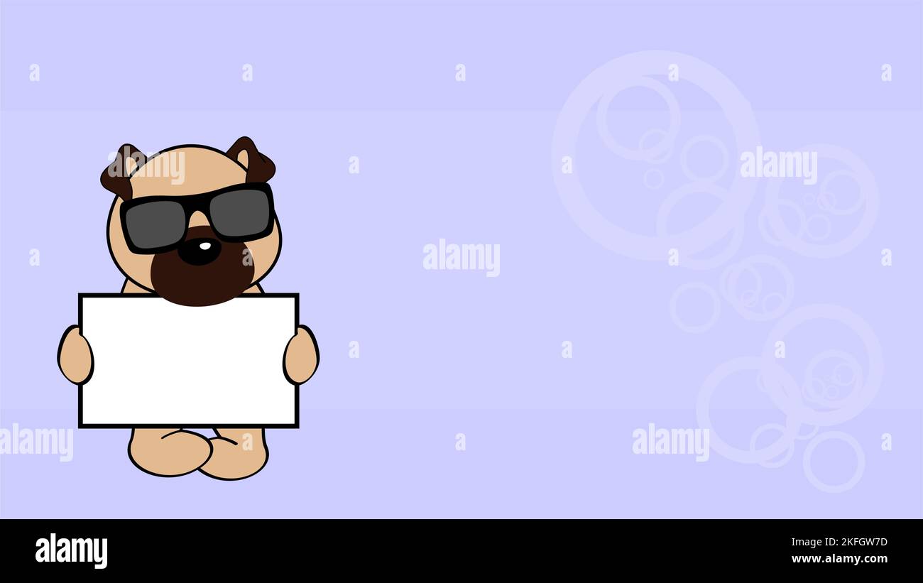 chibi pug dog kid cartoon holding billboard background. illustration in ...