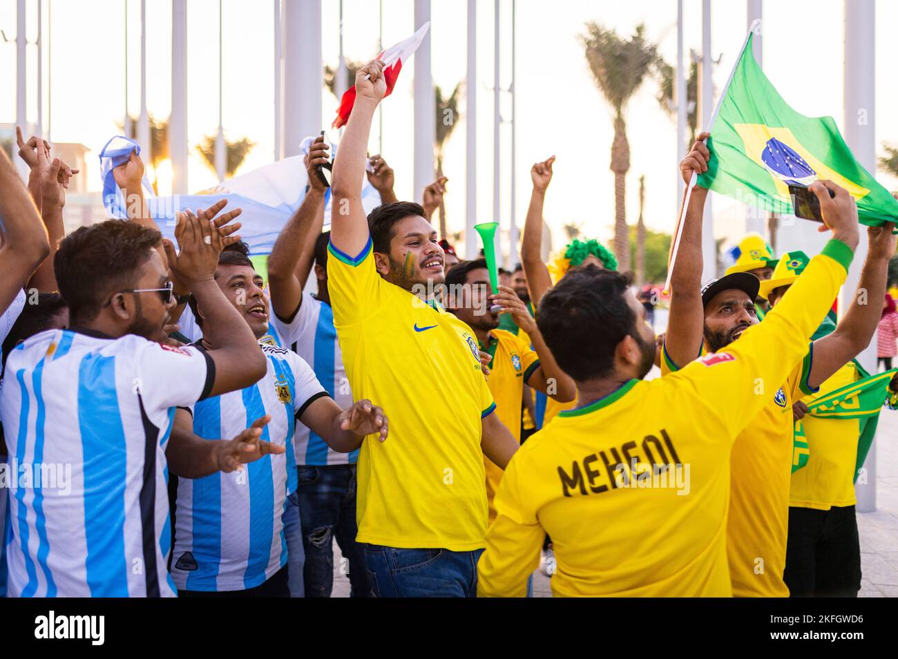 18.11.2022, Doha Katar Qatar Fans on the Flag Plaza Doha short time ...
