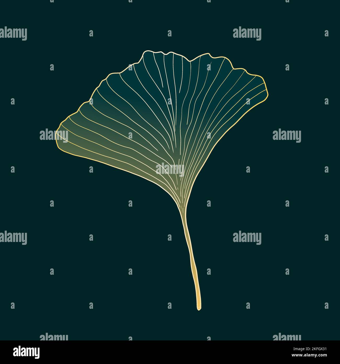 Ginkgo biloba leaf. Japanese theme, wabi sabi style. Simple gingko leaf digital art Stock Vector ...