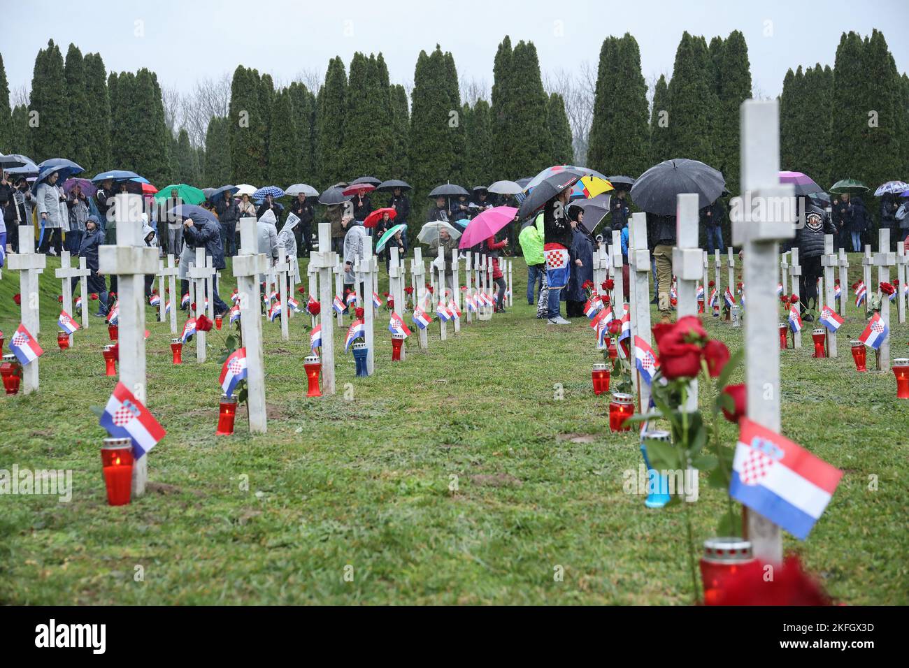Participants at the Vukovar Memorial Cemetary during the Remembrance ...
