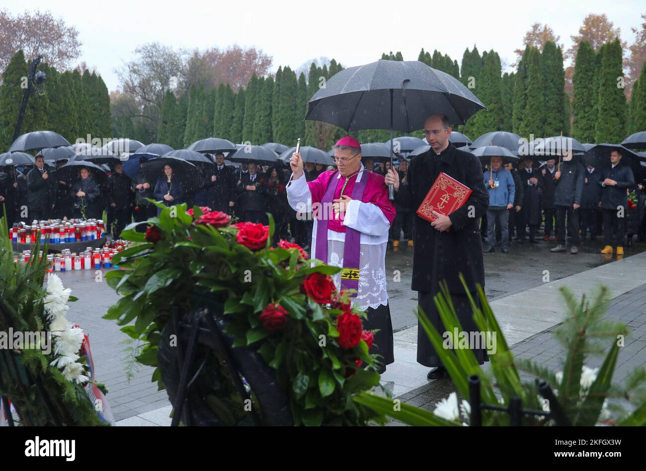 Participants at the Vukovar Memorial Cemetary during the Remembrance ...