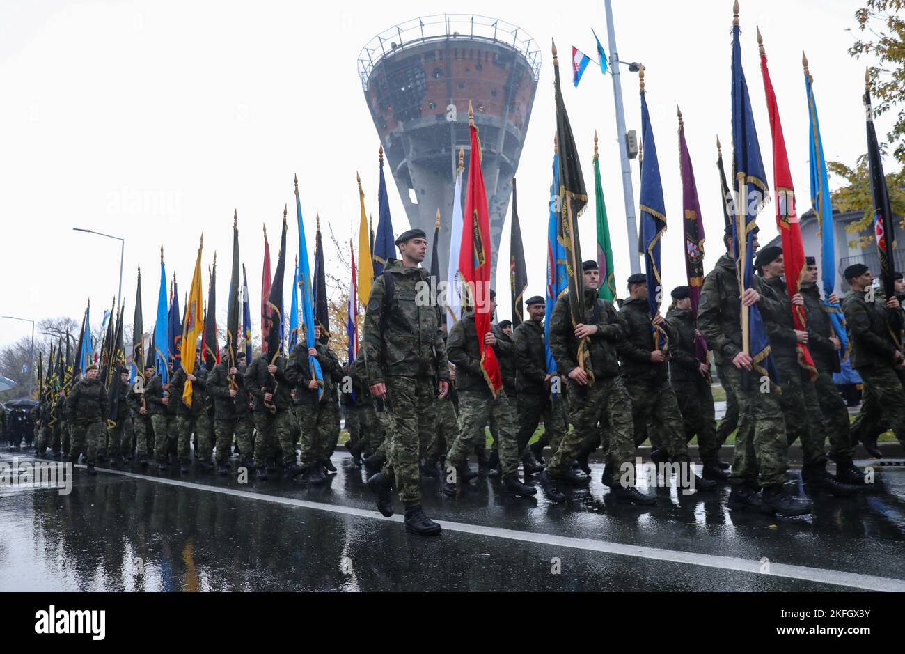 Participants of the Remembrance Day program in Vukovar, Croatia on Nov ...