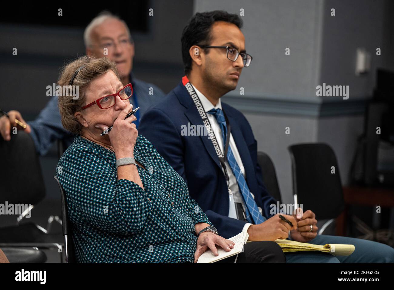Members of the Pentagon Press core listen as Pentagon Press Secretary ...
