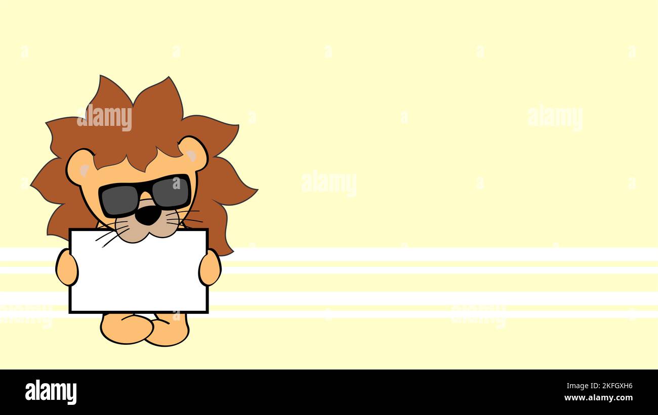 chibi lion kid cartoon holding billboard background. illustration in ...