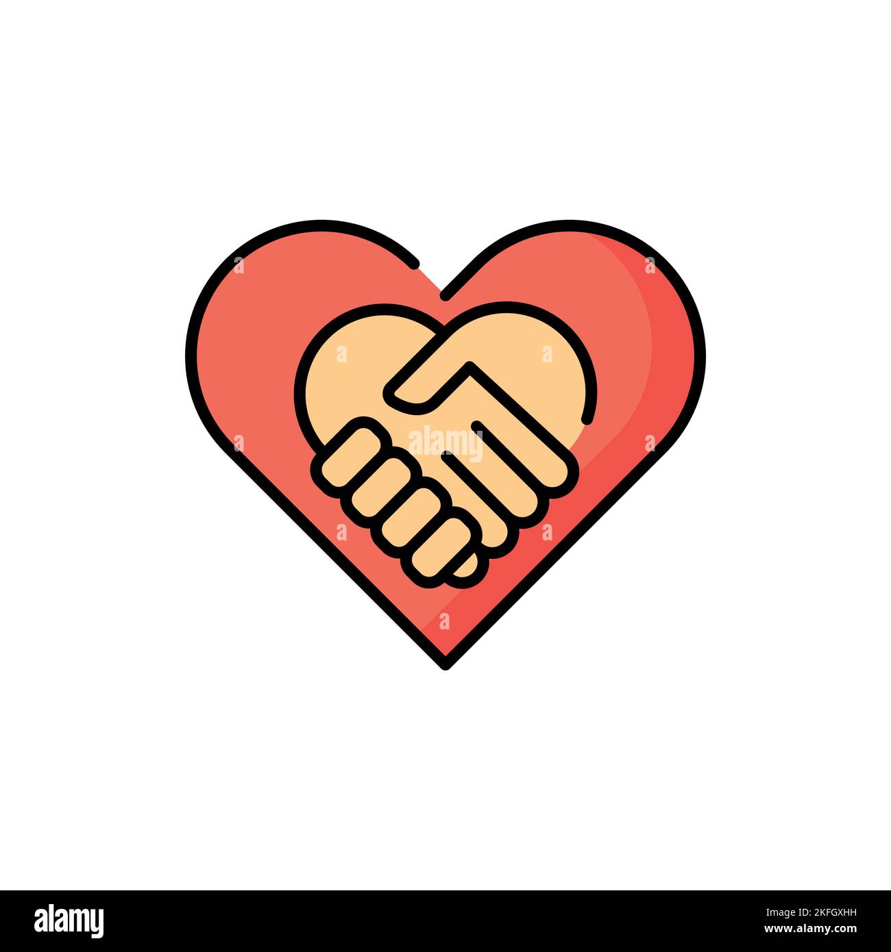 Handshake and heart line icon. Business crowdfunding and Finance ...