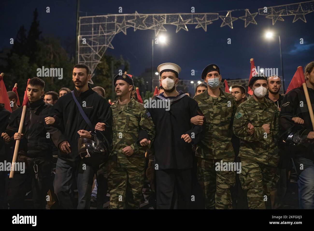 Athens, Greece. 17th Nov, 2022. Members of the left parties student ...
