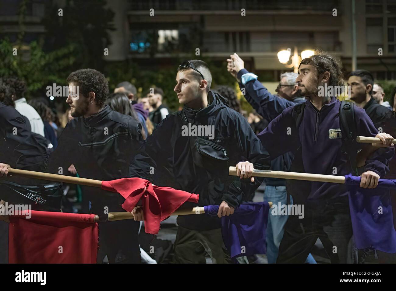 Athens, Greece. 17th Nov, 2022. Members of the left parties student ...