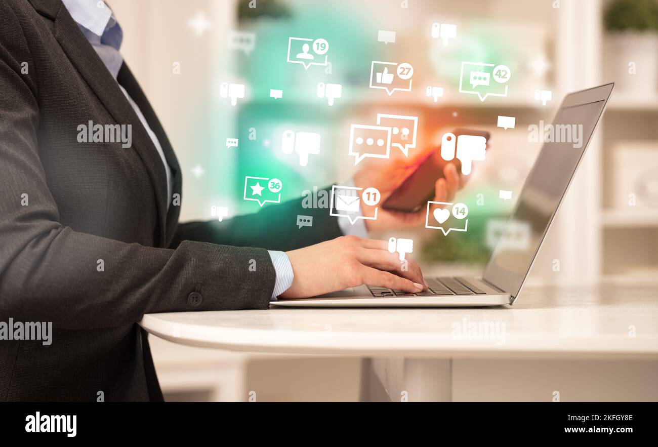 Young person surfing on social media network Stock Photo - Alamy