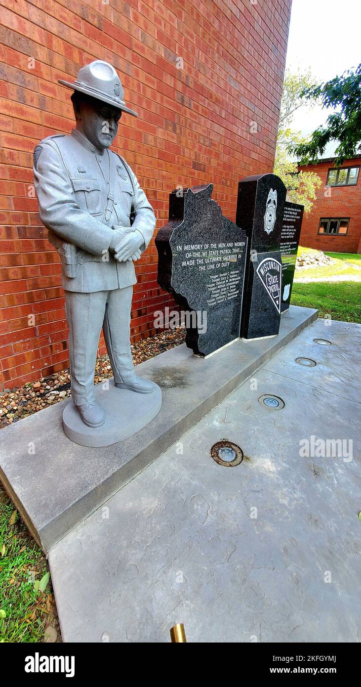 A view of a new memorial to fallen Wisconsin State Patrol troopers is ...