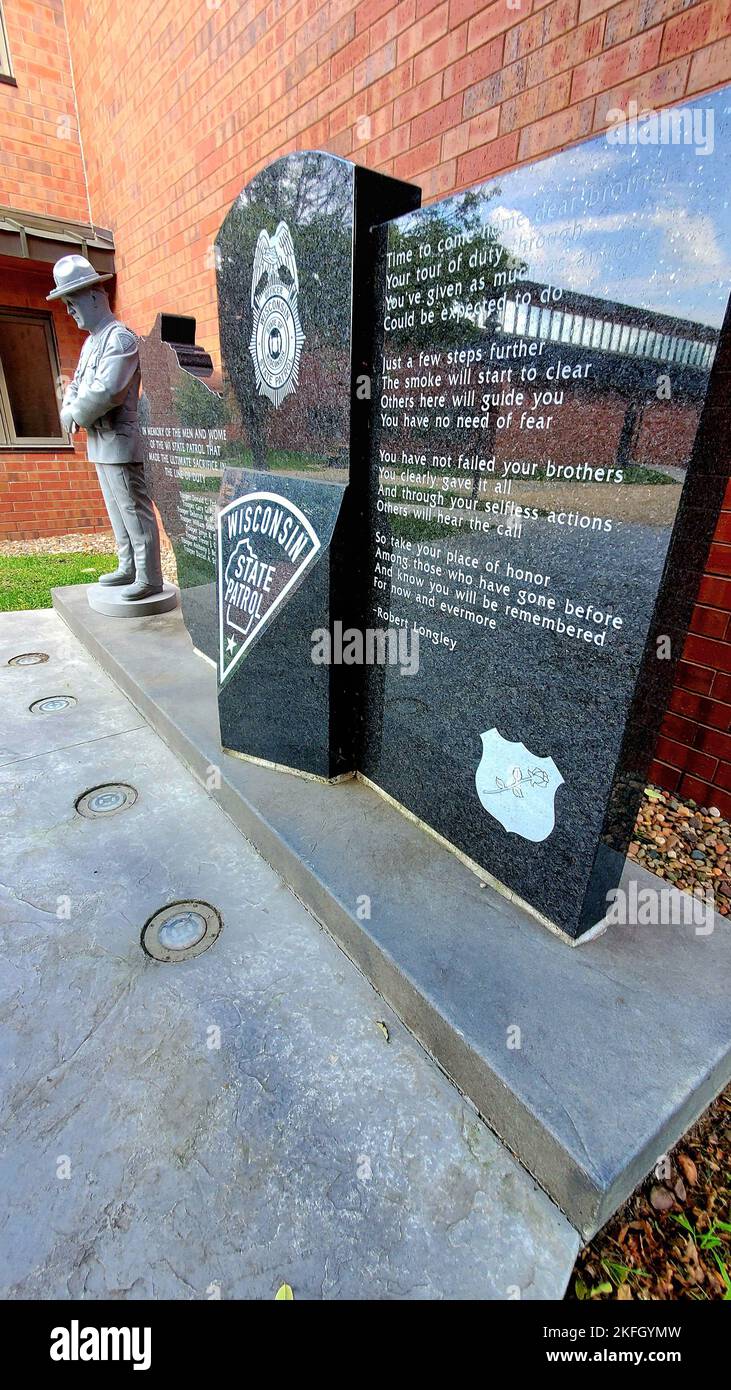 A view of a new memorial to fallen Wisconsin State Patrol troopers is ...
