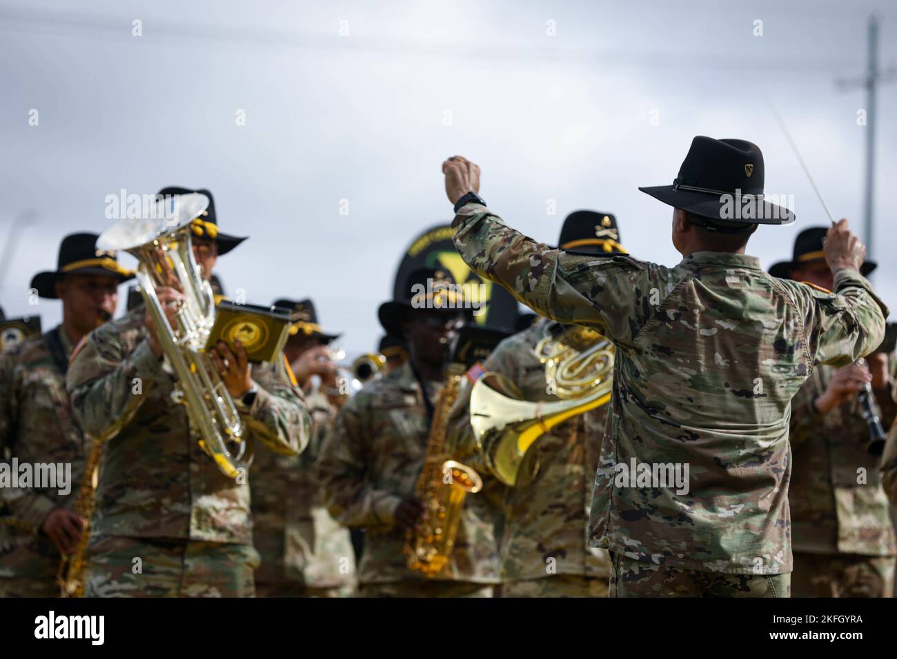 The 1st Cavalry Division Band performs during the ceremony for the ...