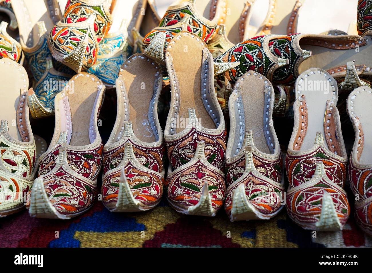 A lot of old turkish handmade women shoes Stock Photo - Alamy