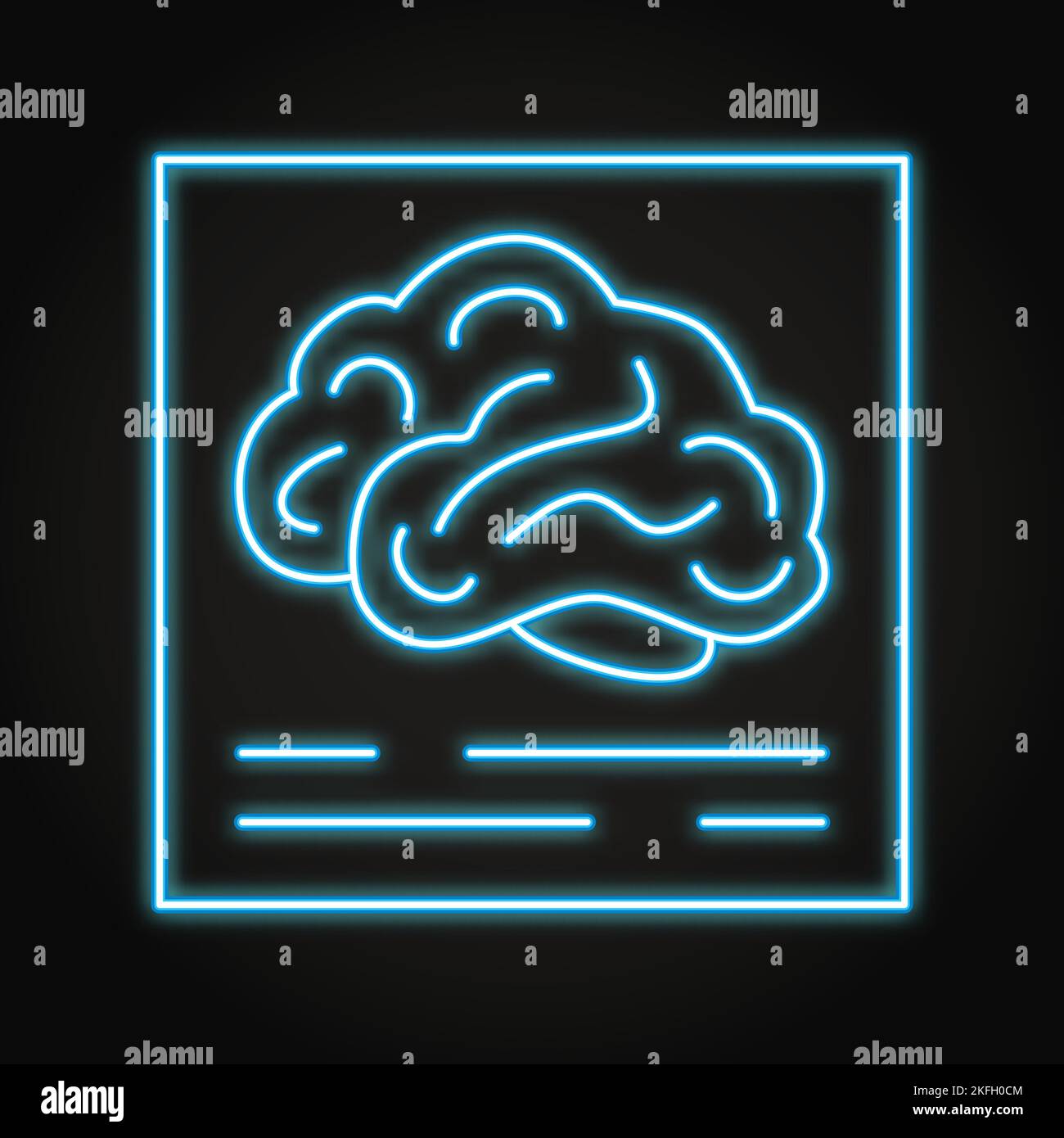 Neurology neon icon in line style. Human brain checkup symbol. Vector ...