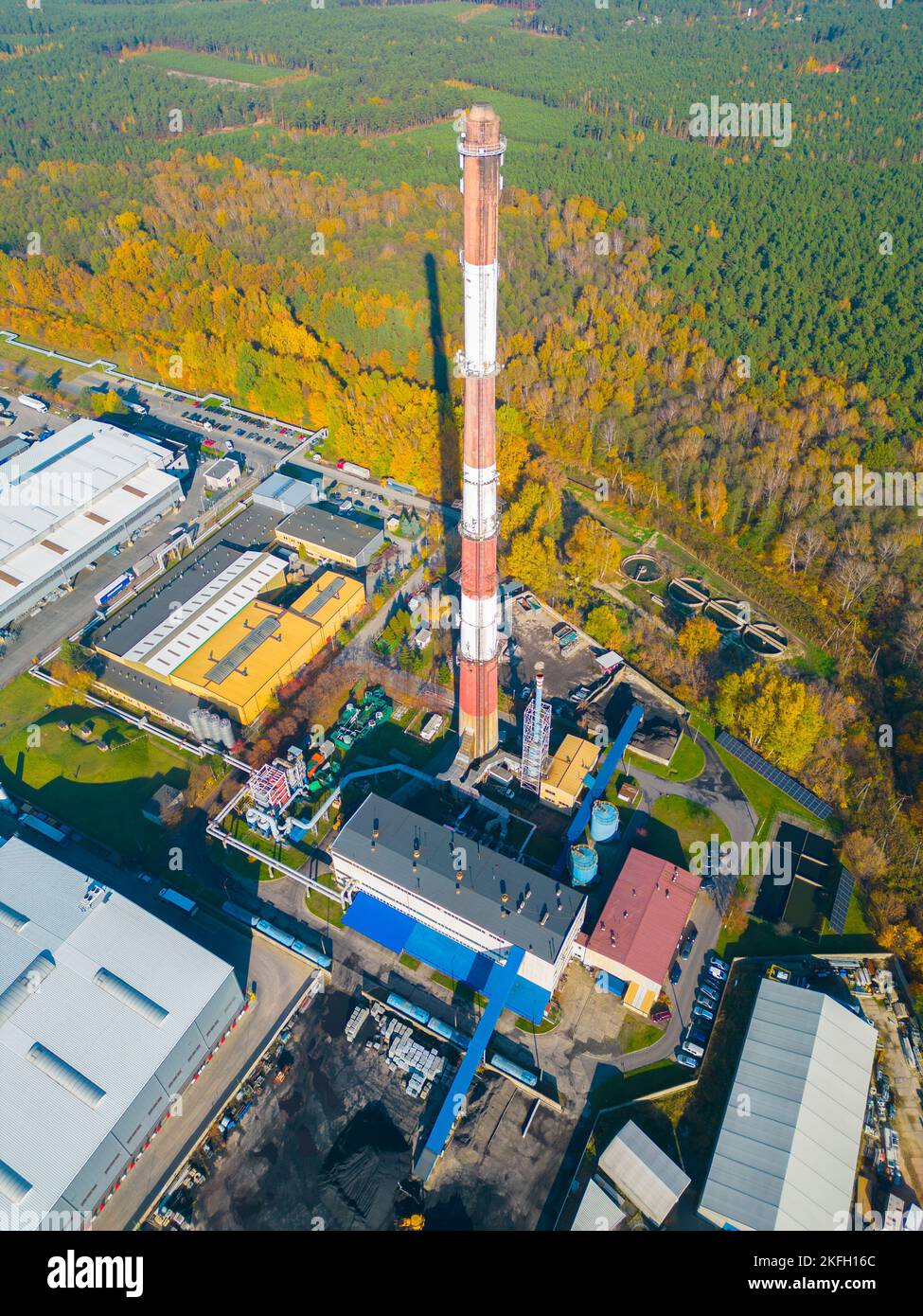 Aerial view to industrial zone and technology park suburb city in ...