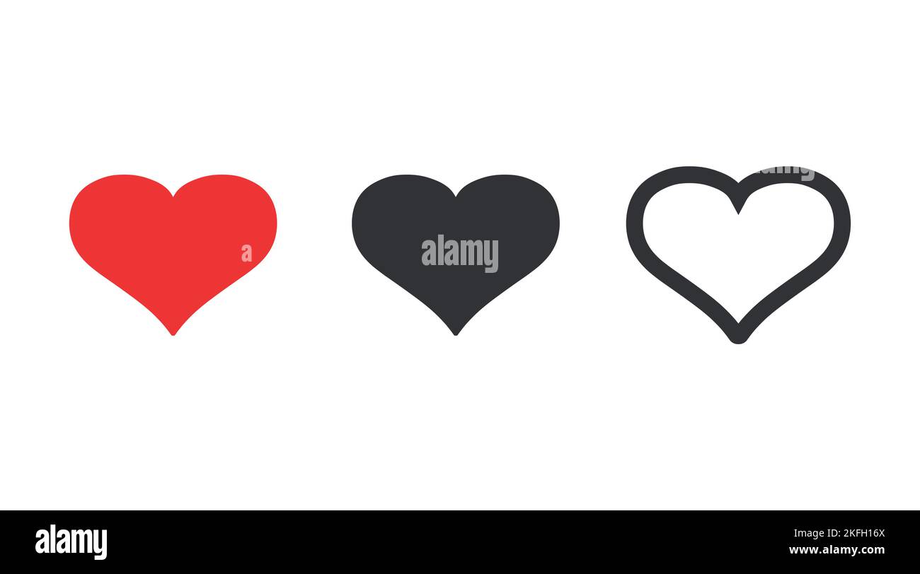 Heart icon set. Vector heart shape variations. Heart symbol Stock ...