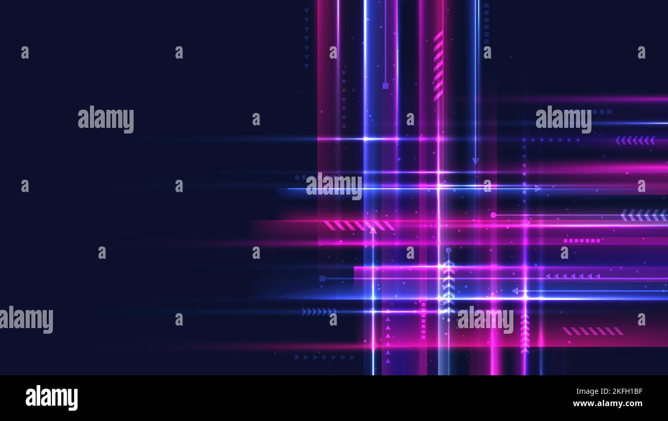 Abstract technology digital futuristic concept blue and pink neon ...
