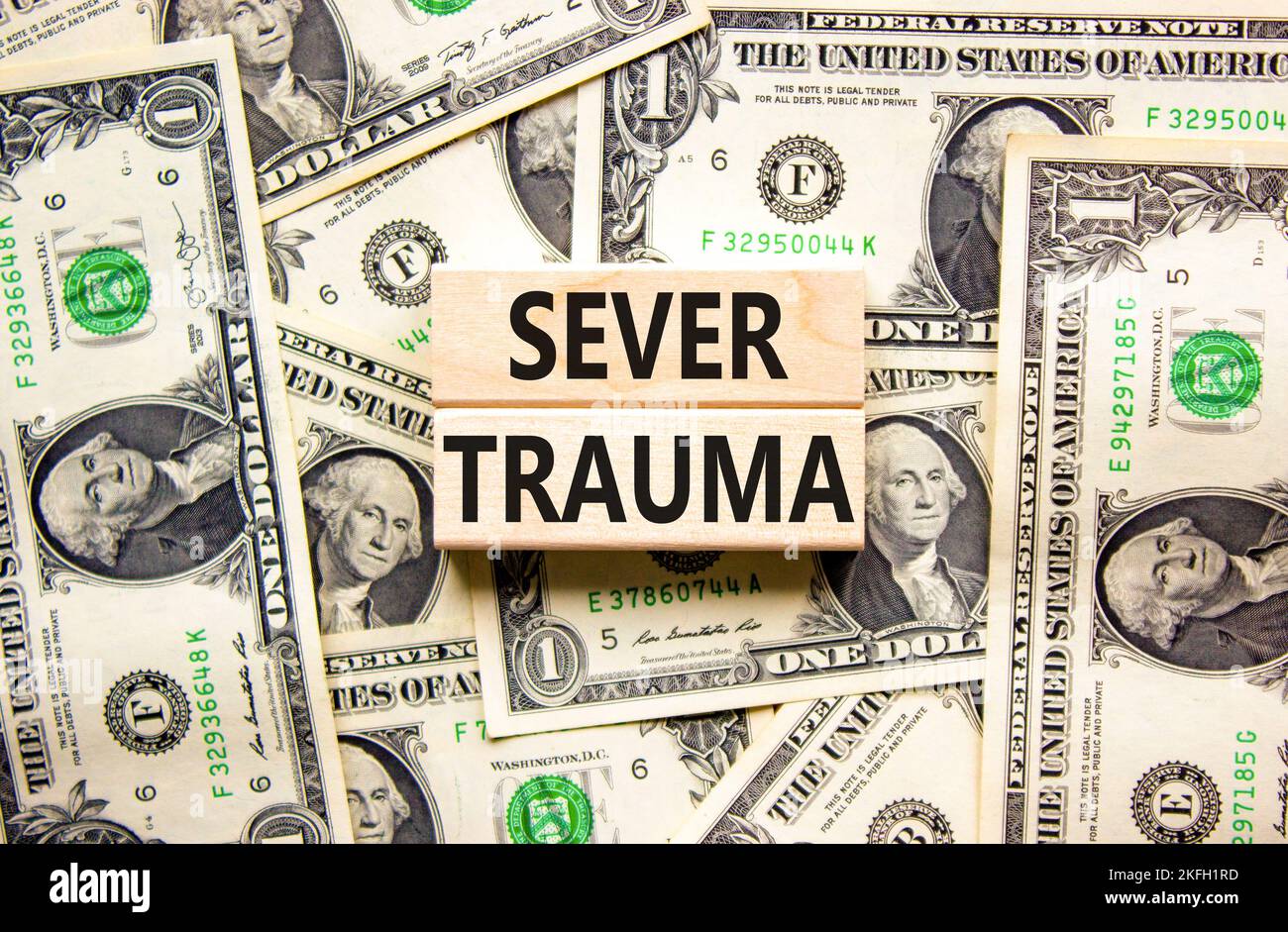 Sever trauma symbol. Concept words Sever trauma on wooden blocks ...
