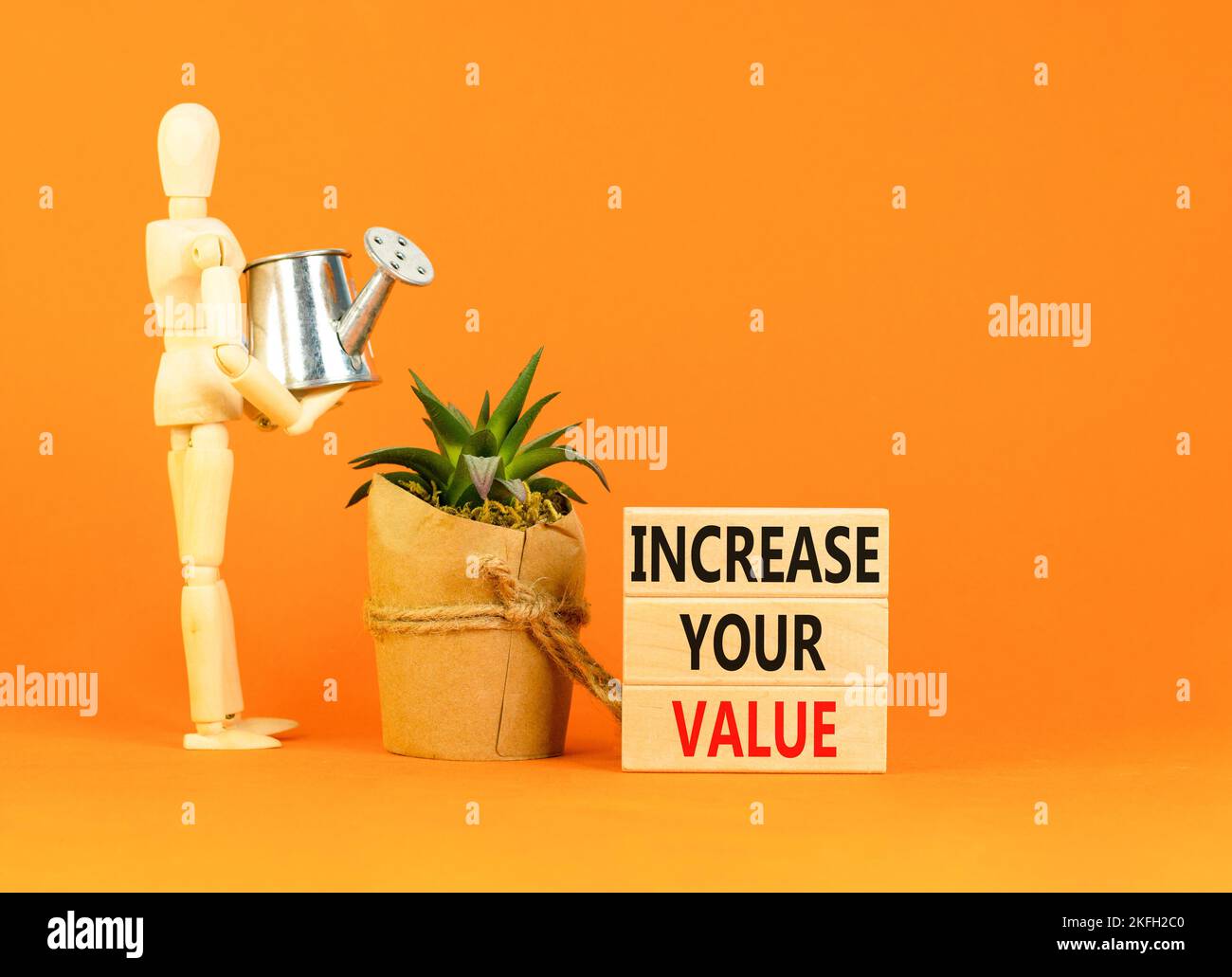 Increase your value symbol. Concept words Increase your value on wooden ...