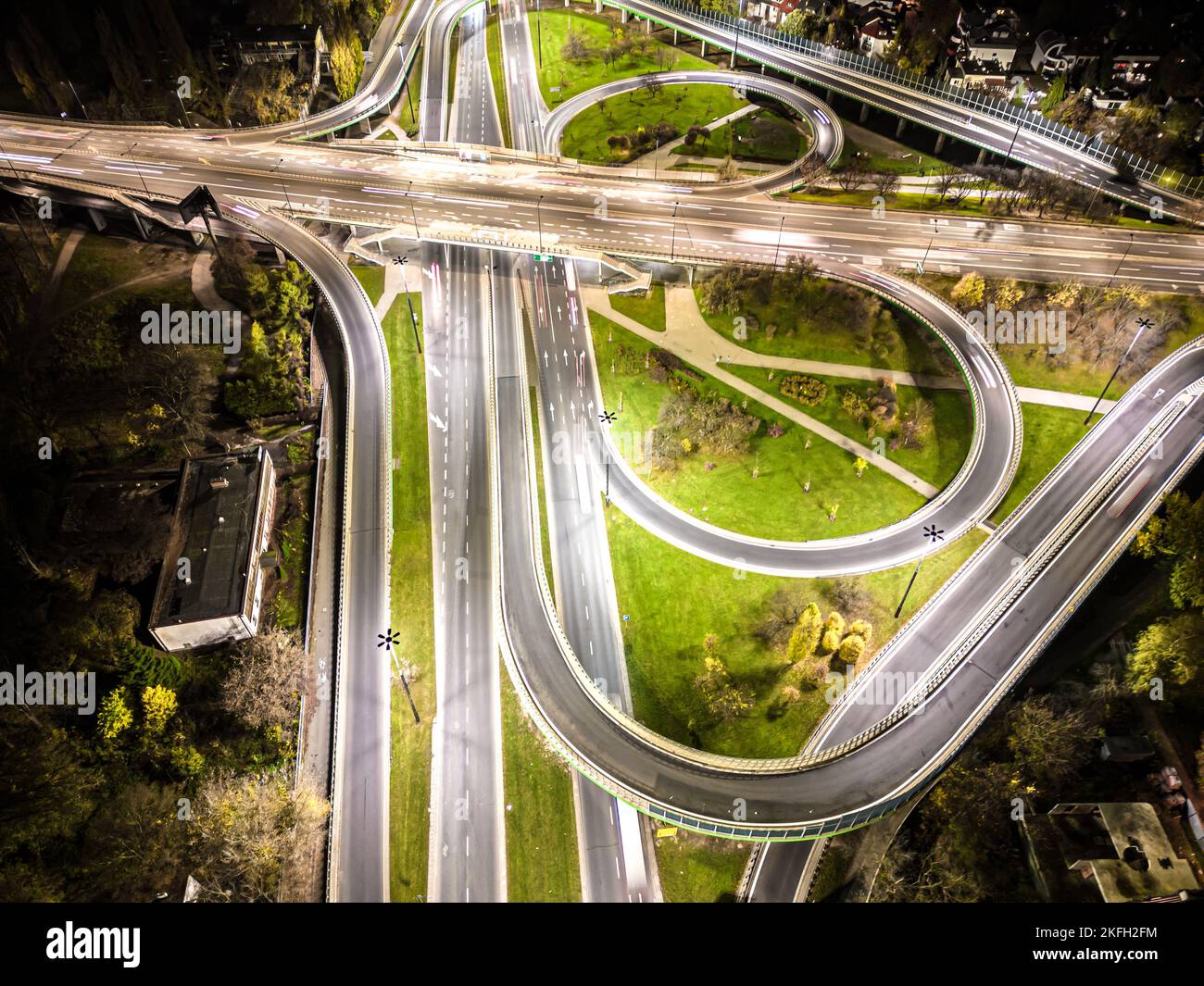 aerial view interchange ring road and motorway freeway highways and ...