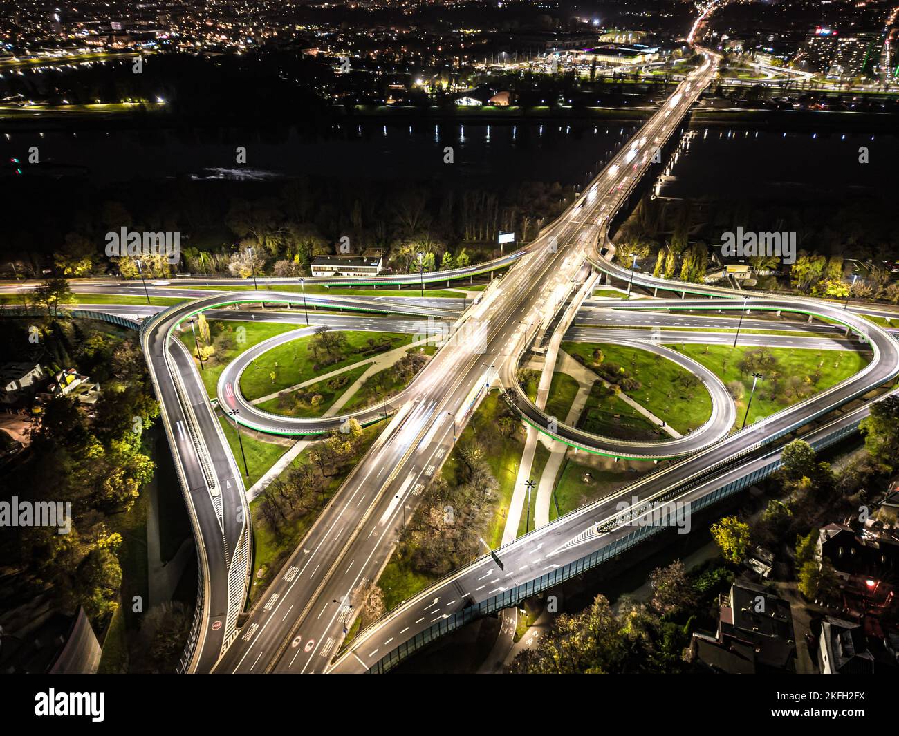 aerial view interchange ring road and motorway freeway highways and ...