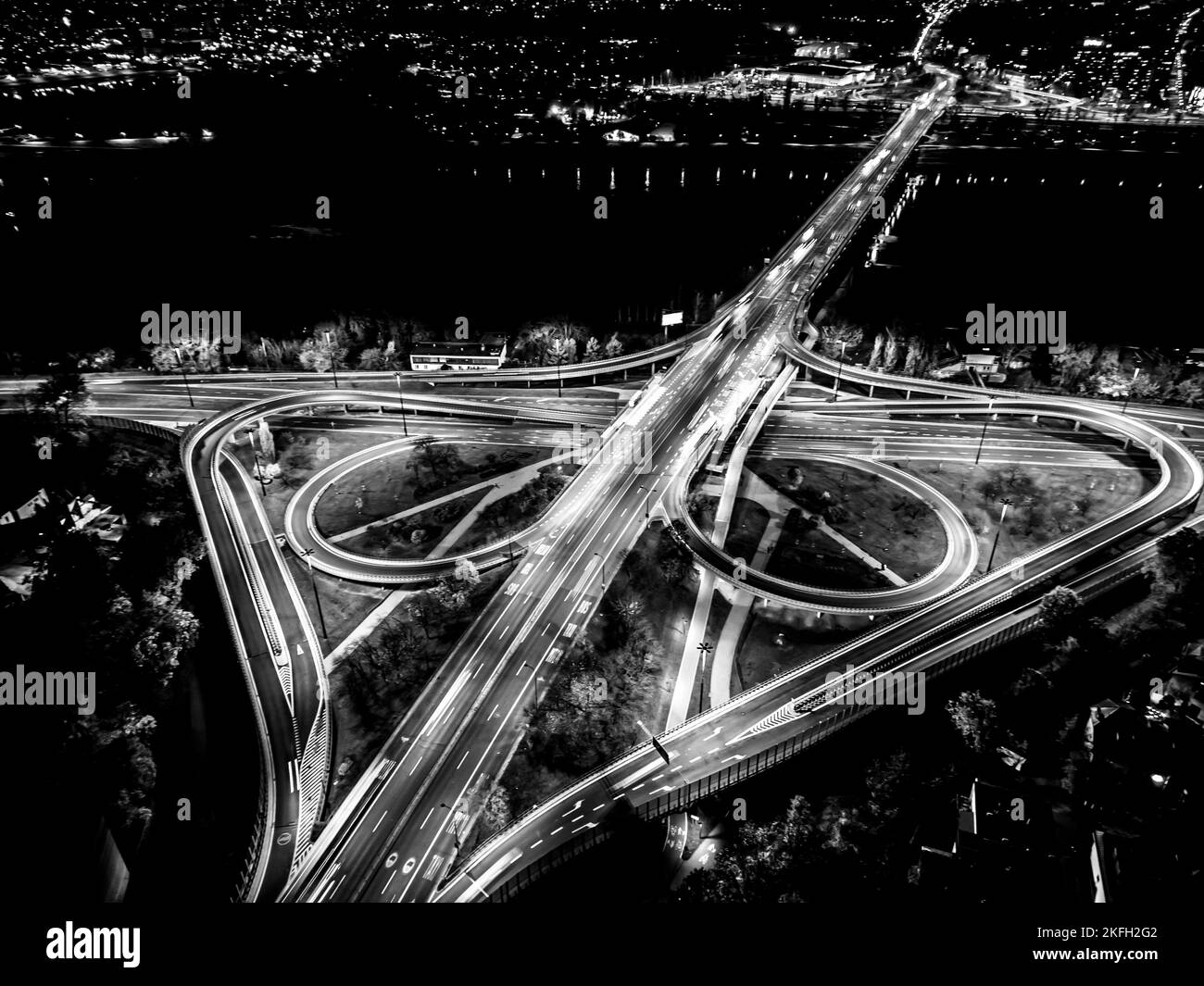 aerial view interchange ring road and motorway freeway highways and ...