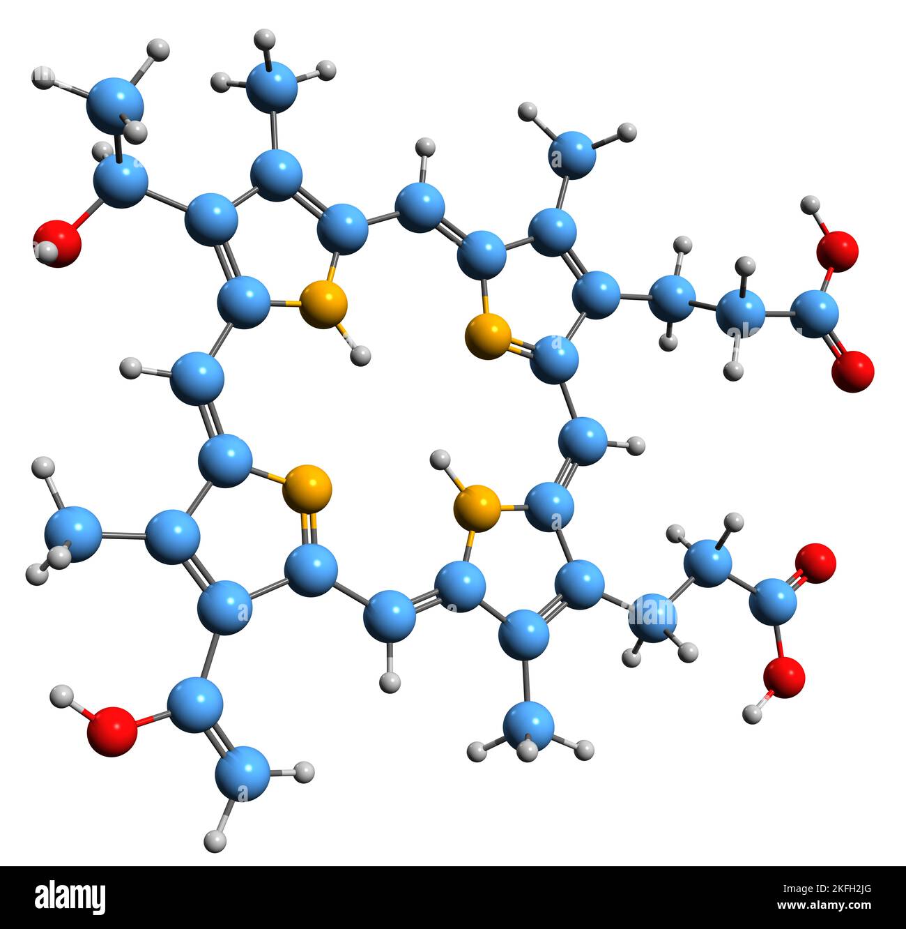 3D image of Hematoporphyrin skeletal formula - molecular chemical ...