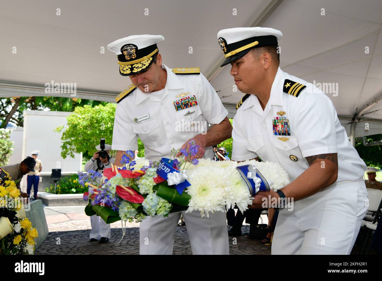 Rear Adm. Blake Converse, deputy commander, U.S. Pacific Fleet, left ...