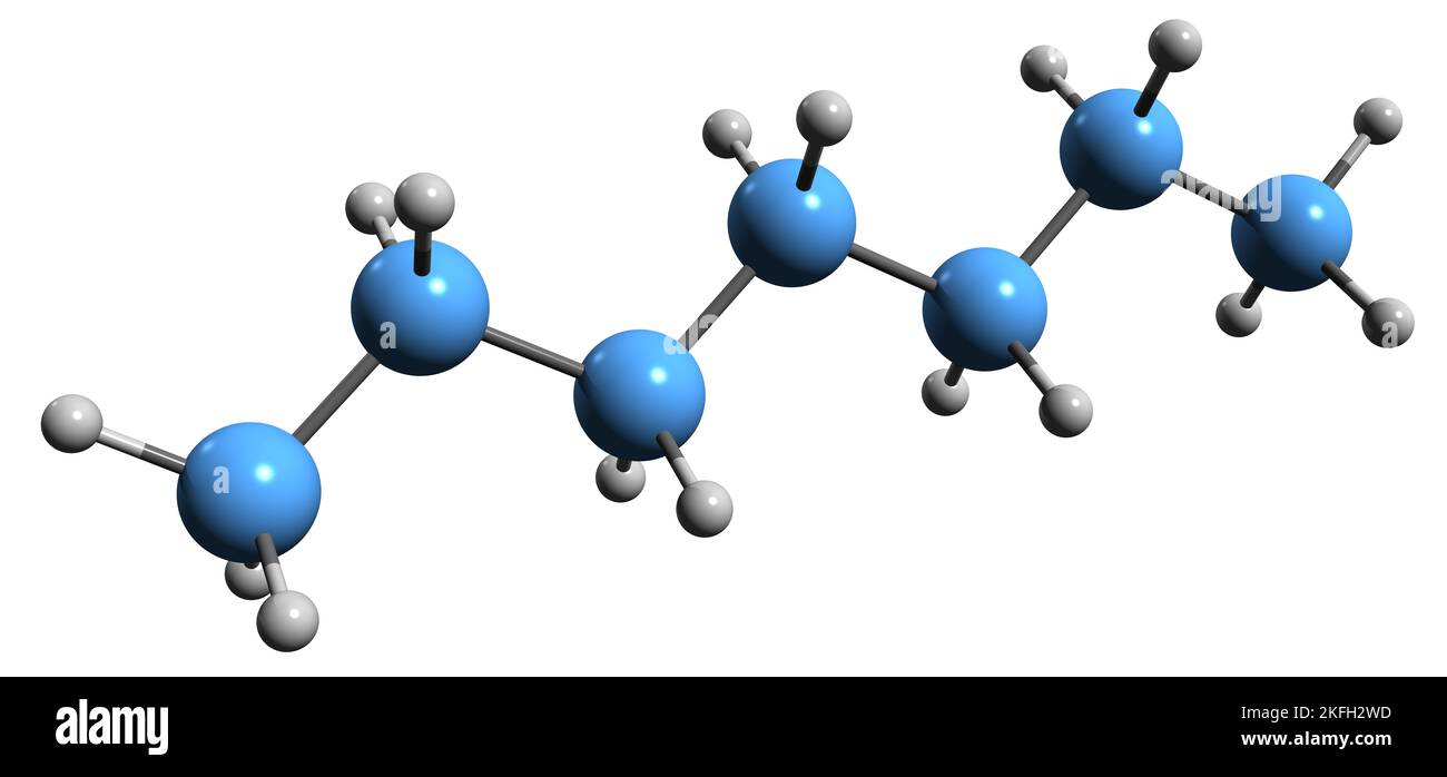 3D image of Heptane skeletal formula - molecular chemical structure of ...