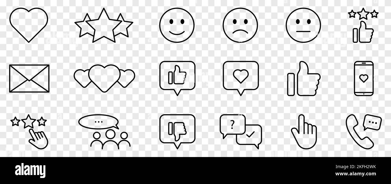 Set of feedback line icons. Vector illustration isolated on transparent ...