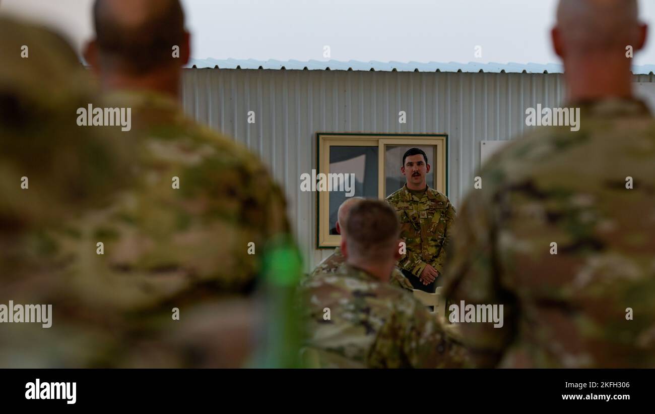 U.S. Air Force Tech Sgt. Cole Holland, an E-3G Sentry crewman assigned ...